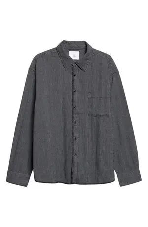 THE ELDER STATESMAN Summer Weave Stripe Cotton Button-up Shirt