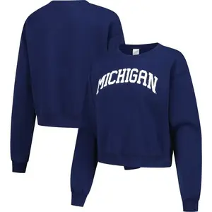 ZOOZATZ Michigan Wolverines Chenille Cropped Sweatshirt