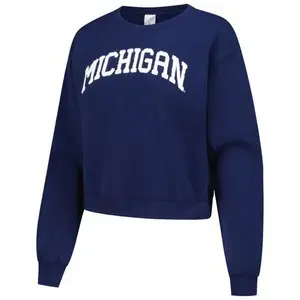 ZOOZATZ Michigan Wolverines Chenille Cropped Sweatshirt