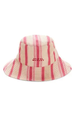 Isabel Marant Étoile Shaelyn Embroidered Logo Stripe Bucket Hat - Red