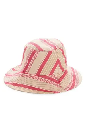 Isabel Marant Étoile Shaelyn Embroidered Logo Stripe Bucket Hat - Red
