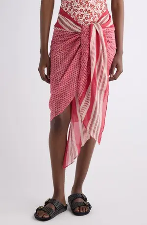 Isabel Marant Étoile Lucilia Geo Stripe Cotton & Silk Pareo - Red
