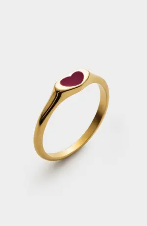KATIE LOXTON Pvd Heart Ring With Red Enamel