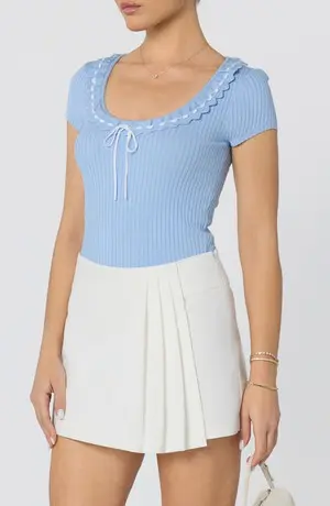 Astr The Label Lina Knit Top - Blue