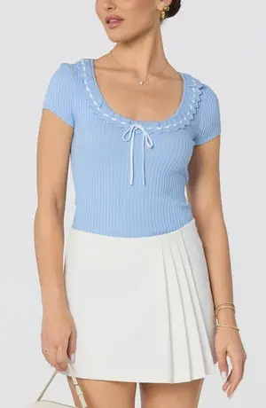 Astr The Label Lina Knit Top - Blue