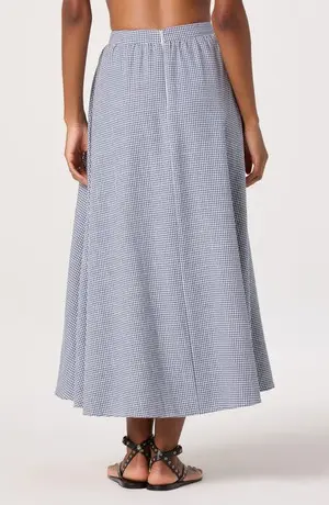 Astr The Label Wylda Floral Print Maxi Skirt - Blue Gingham