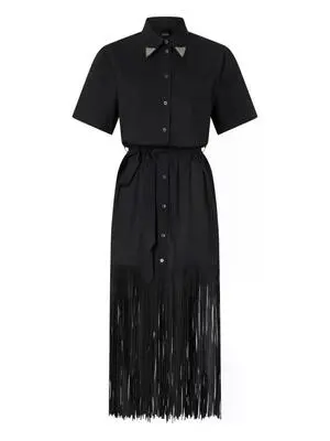 Pinko Fringed Collared Dress - Black