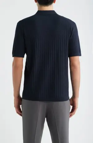 Theory Cable Knit In Light Bilen Polo - Dark Eclipse