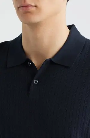 Theory Cable Knit In Light Bilen Polo - Dark Eclipse