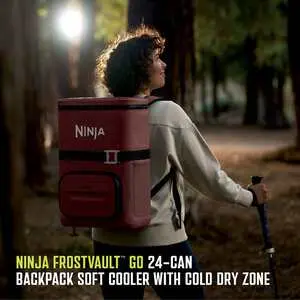 NINJA Frostvault Go 24-can Backpack Cooler - Brown