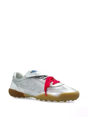 Dsquared2 Ruched Leather Sneakers - Silver