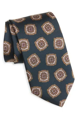 JACK VICTOR Medallion Silk Neck Tie - Indigo