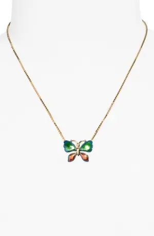 Valentino Garavani Enamel Butterfly Pendant Necklace