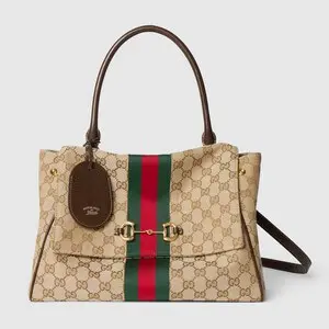 Gucci Paparazzo Medium Top Handle Bag Gg Canvas - Beige