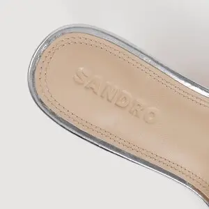 Sandro Heeled Metallic Leather Mules - Silver