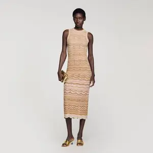Sandro Sleeveless Knit Midi Dress - Brown