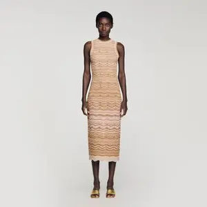 Sandro Sleeveless Knit Midi Dress - Brown