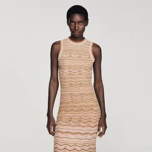 Sandro Sleeveless Knit Midi Dress - Brown
