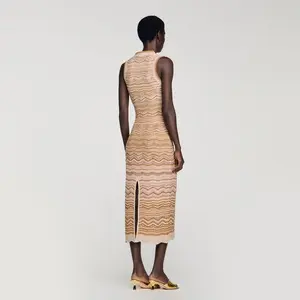 Sandro Sleeveless Knit Midi Dress - Brown