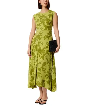 Whistles Floral Asymmetric Dress - Green/multi