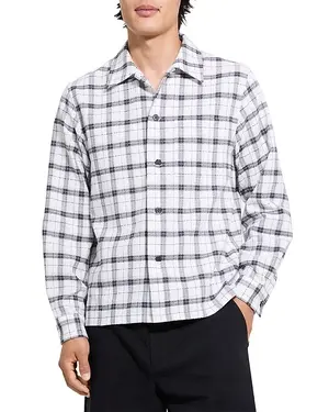 Theory Plaid Button Down Overshirt - Black Multi