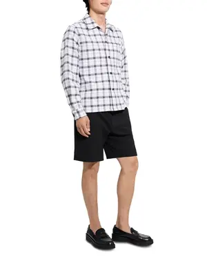 Theory Plaid Button Down Overshirt - Black Multi