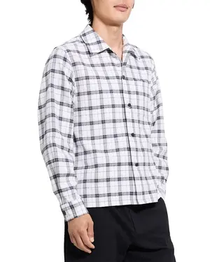 Theory Plaid Button Down Overshirt - Black Multi
