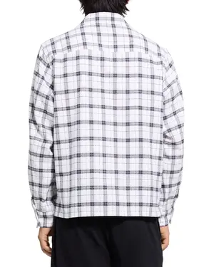 Theory Plaid Button Down Overshirt - Black Multi