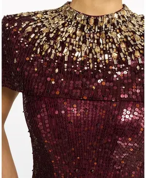 Jenny Packham Radiant Sequin-embellished Gown - Cardinal