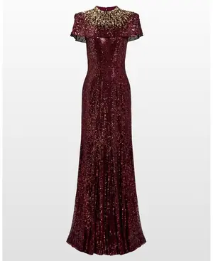 Jenny Packham Radiant Sequin-embellished Gown - Cardinal