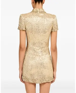 Jenny Packham Embellished Turtleneck Mini Dress - Illusion