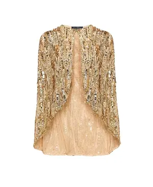 Jenny Packham Embellished Sequined Cape And Maxi Dress - Illusion