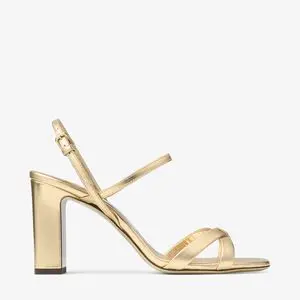 JIMMY CHOO Elsy 85 Metallic Nappa Leather Sandals - Silver