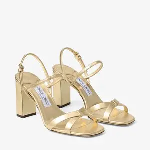 JIMMY CHOO Elsy 85 Metallic Nappa Leather Sandals - Silver