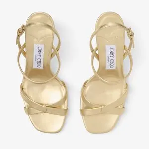 JIMMY CHOO Elsy 85 Metallic Nappa Leather Sandals - Silver