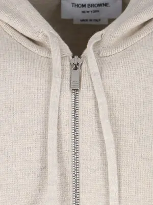 Thom Browne Bar Zip Up Sweatshirt - Beige