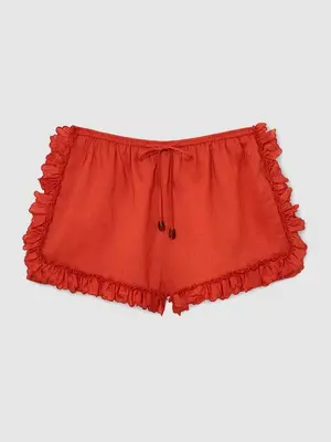 REISS Ruffle-trim Drawstring Shorts