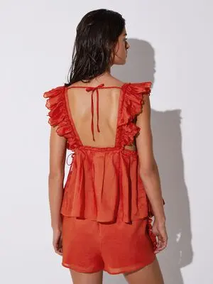REISS Ruffle-trim Drawstring Shorts