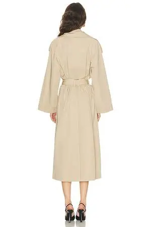 Balmain Belted Gabardine Long Trench