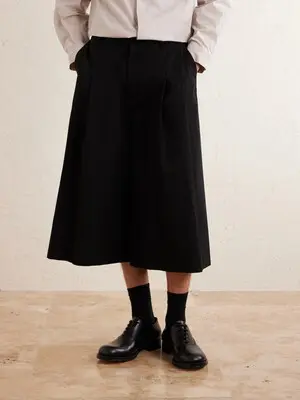 AMOMENTO Cotton-blend Wide-leg Bermuda Shorts