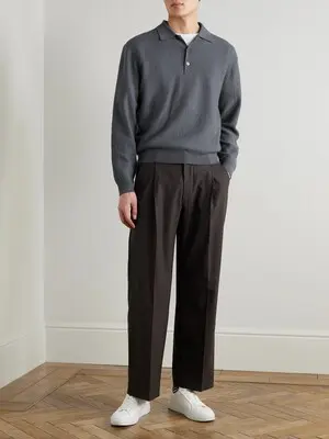 FRAME Wool Polo Sweater - Gray
