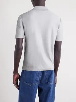 A.p.c. Eliot Cotton And Cashmere-blend Polo Shirt - Gray