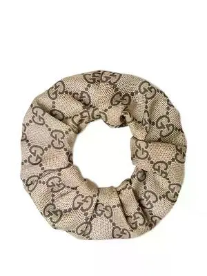 Gucci Gg-logo Print Scrunchie - Neutrals