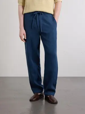 De Bonne Facture Lounge Straight-leg Linen And Wool-blend Trousers