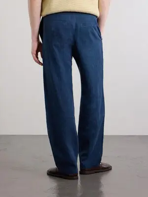 De Bonne Facture Lounge Straight-leg Linen And Wool-blend Trousers