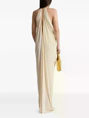 Alberta Ferretti Halterneck Draped Maxi Dress