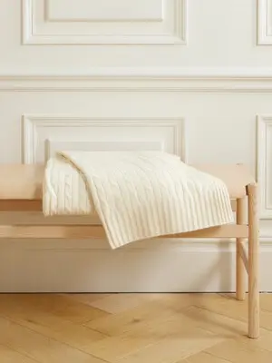 Ralph Lauren Cable-Knit Cashmere Blanket Cream