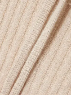 Guest In Residence Lia Layered Ribbed Cashmere And Linen-blend Midi Skirt - Neutrals