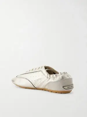 Saint Laurent Lewis Metallic Leather Sneakers - Silver