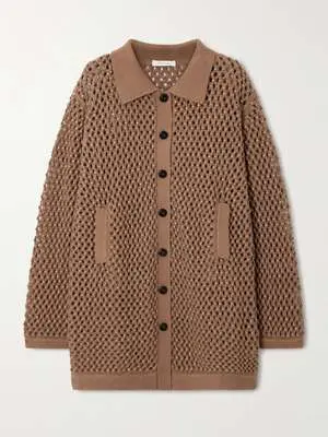 DIOTIMA Crystal-embellished Open-knit Wool Cardigan